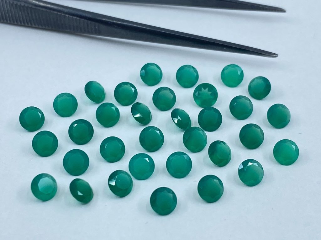 Green Agate Faceted Round Shape Gemstones in Assorted Sizes from 1.25mm ...