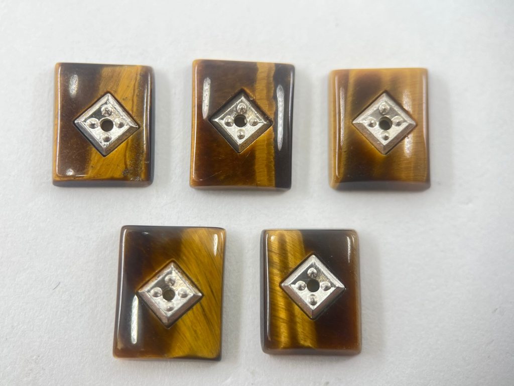 Flat Golden Tiger Eye Rectangle Shape SBBT Gemstones with 1-1.5mm ...